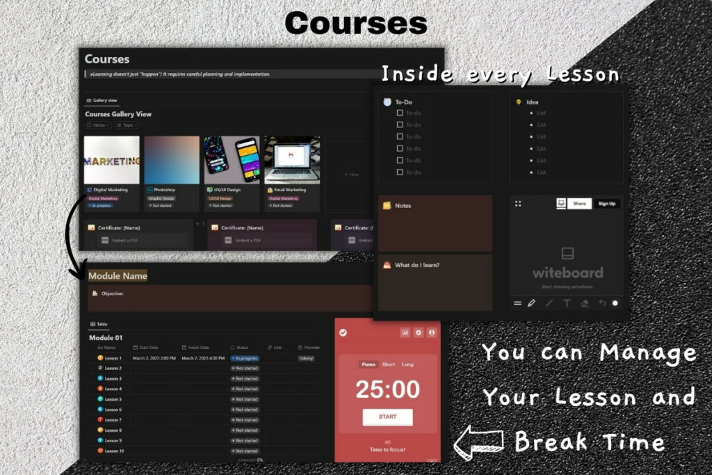 Notion Template Online Course Tracker - MasterBundles