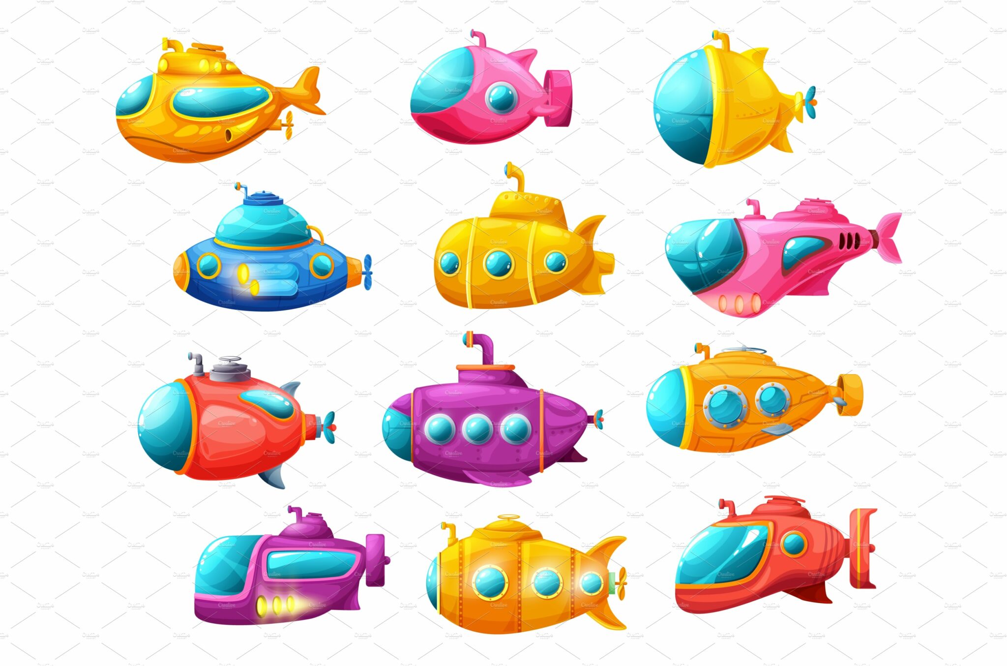 Cartoon underwater sea submarines – MasterBundles
