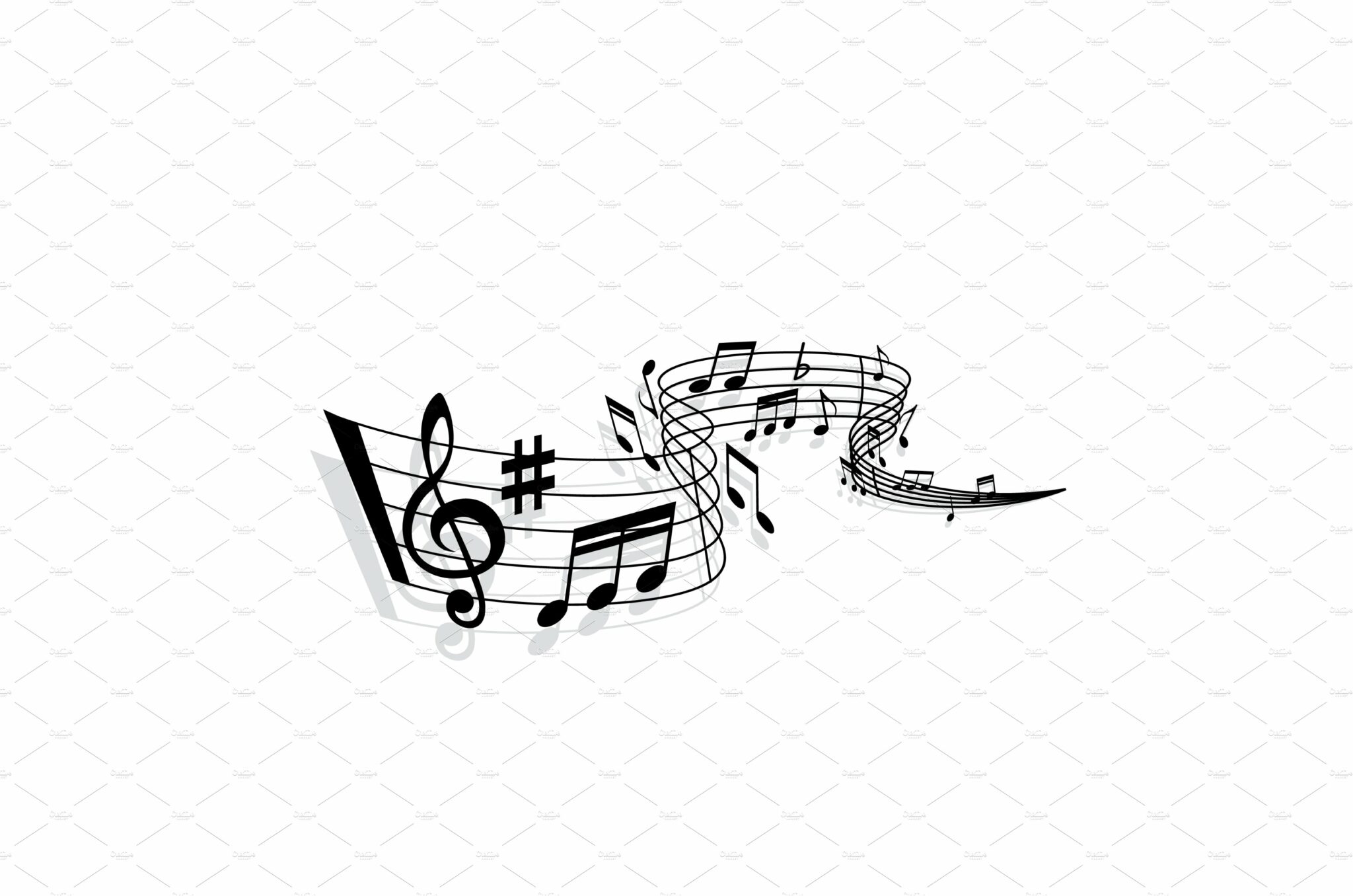 Music wave of musical notes, staff – MasterBundles