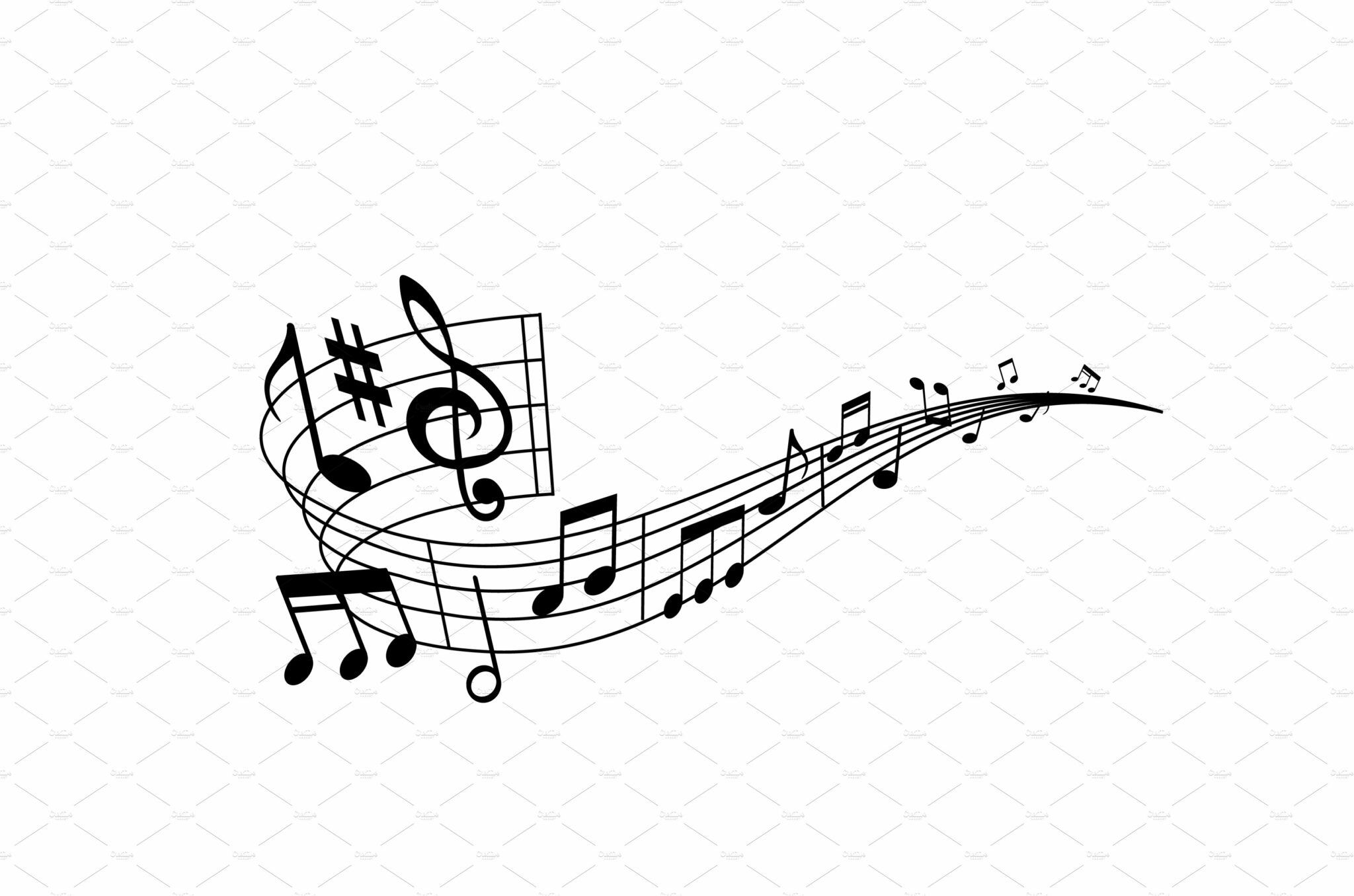 Music wave of musical staff, notes – MasterBundles