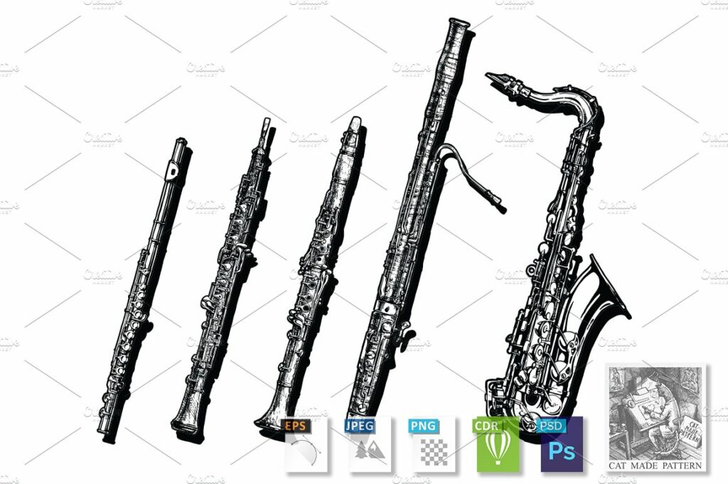 Woodwind musical instruments set – MasterBundles