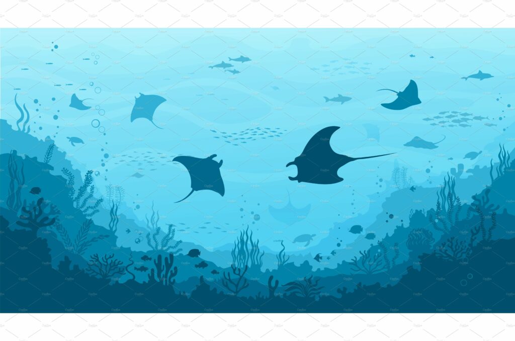 Underwater landscape, manta ray – MasterBundles