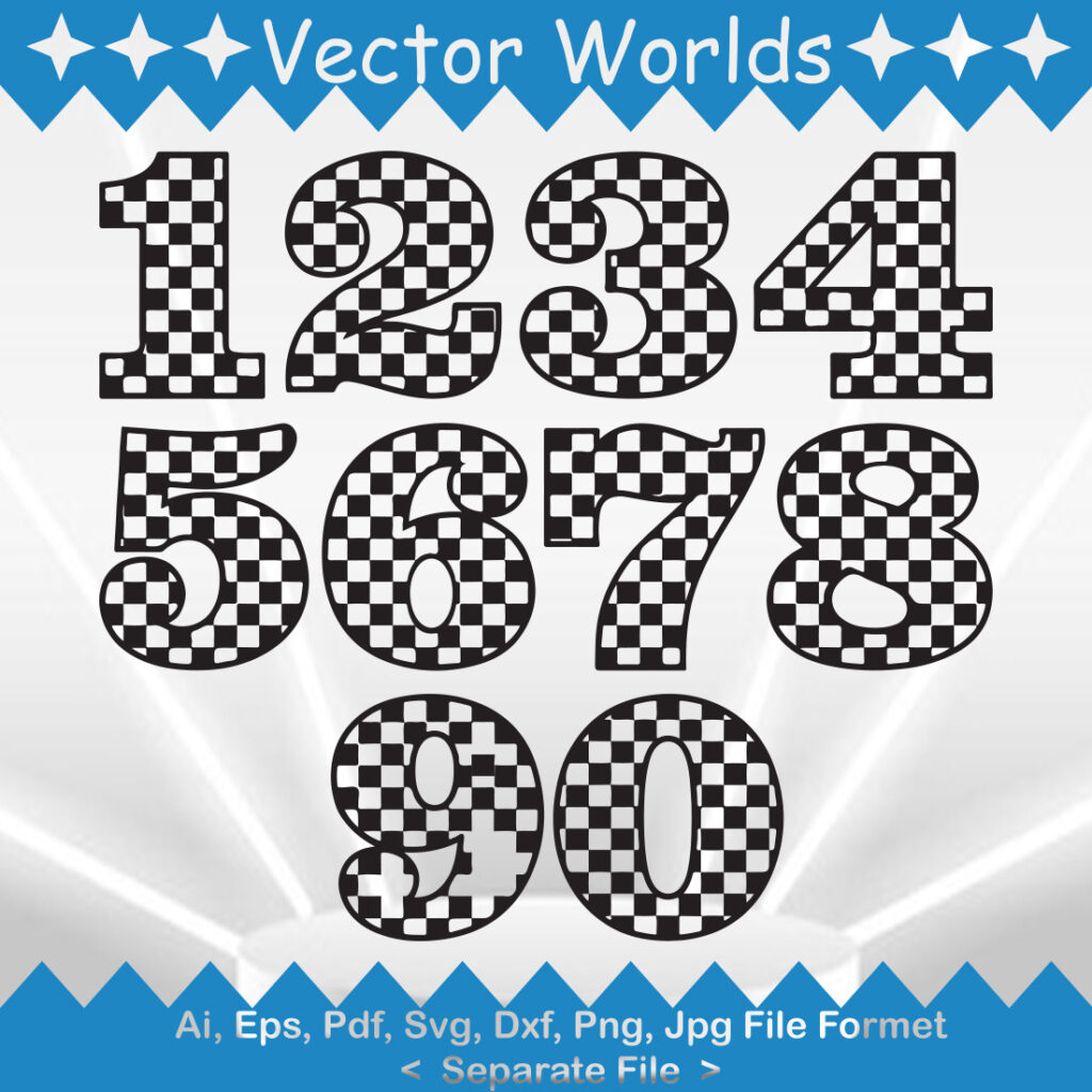 Checkered Numbers SVG Vector Design. - MasterBundles