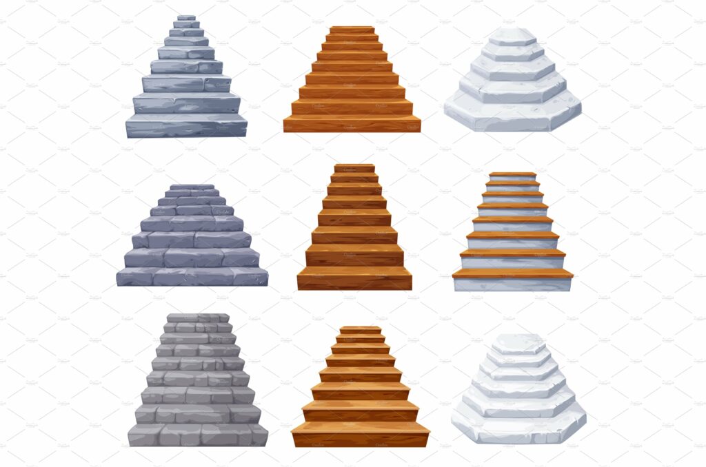 Cartoon wooden and stone stairs – MasterBundles