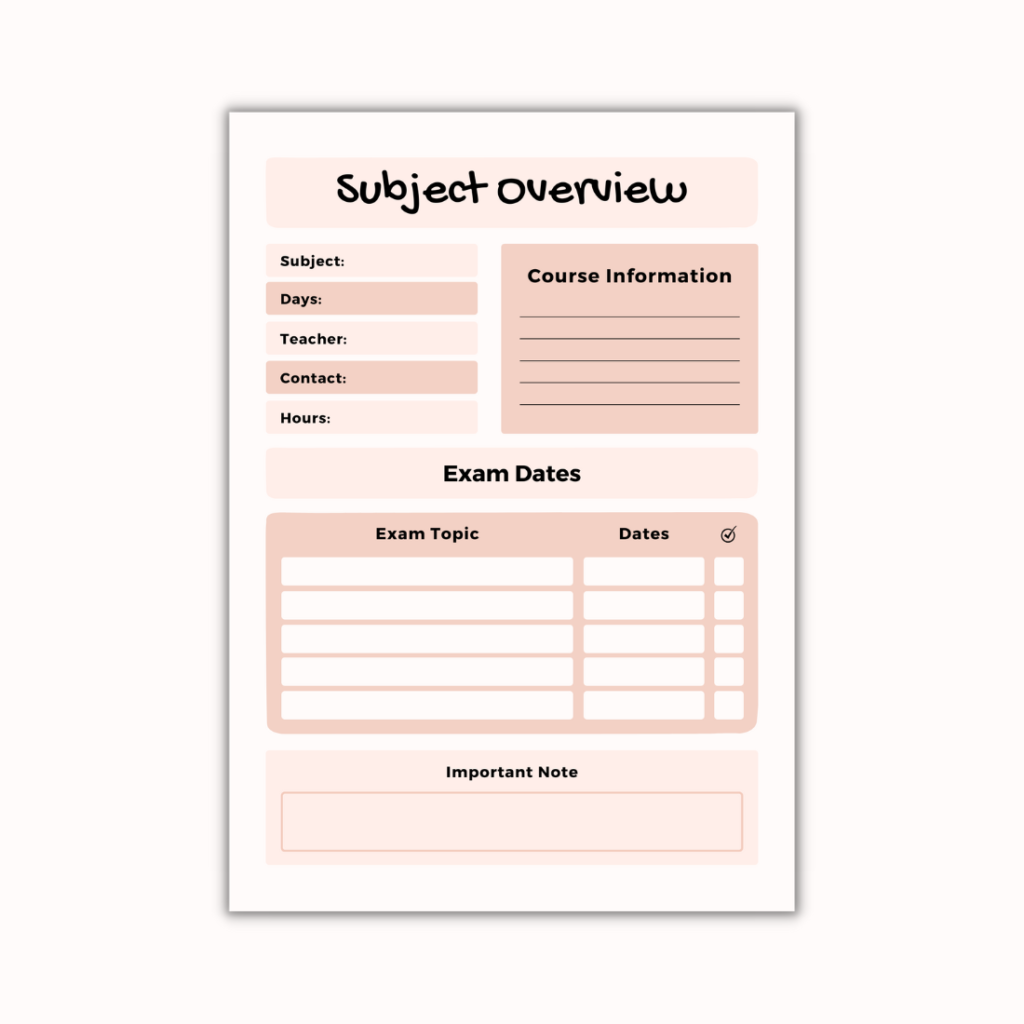 Cute Pink Student Study Planner Template - MasterBundles