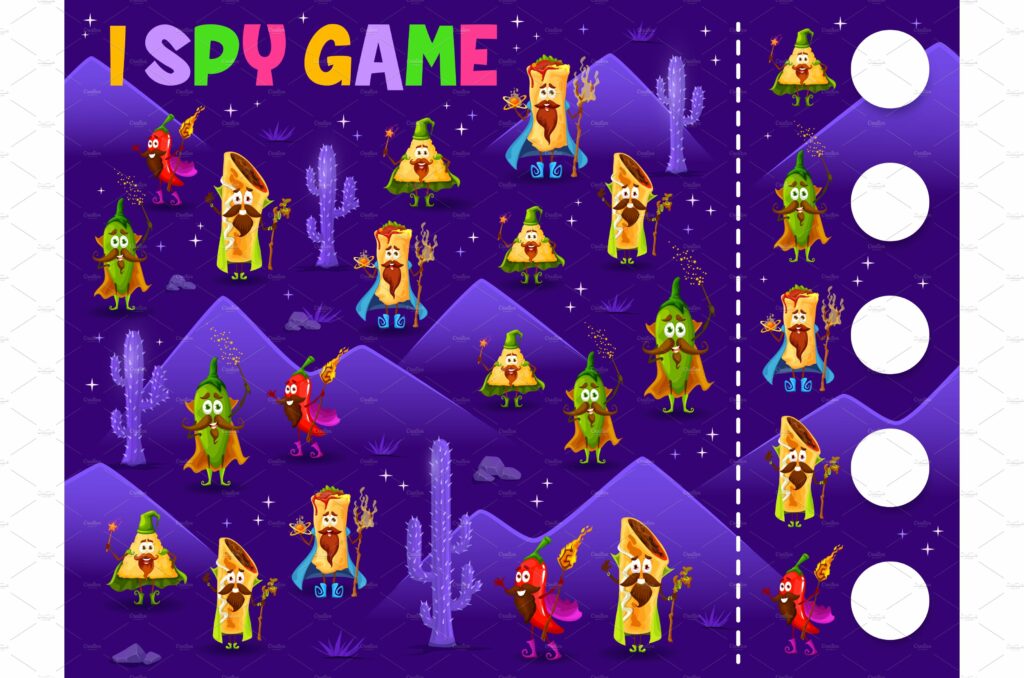 I spy game worksheet, food wizards – MasterBundles