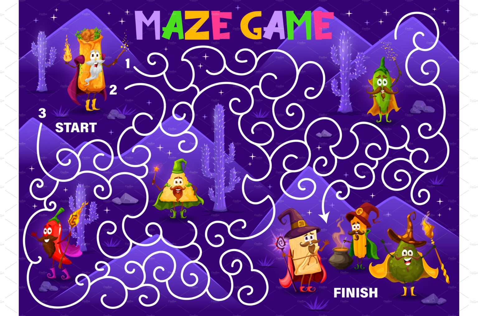 Labyrinth maze game, wizards – MasterBundles