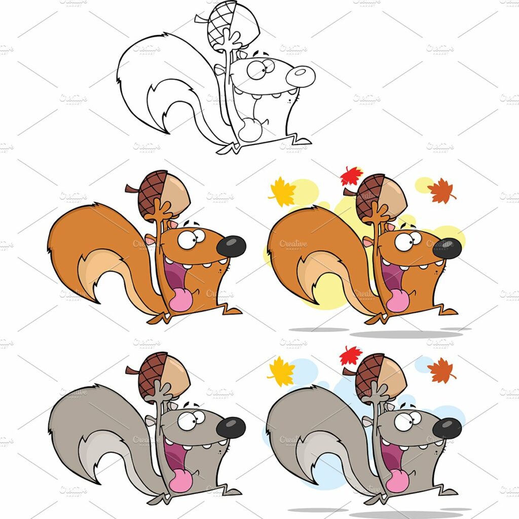 Crazy Squirrel With Acorn Collection – MasterBundles