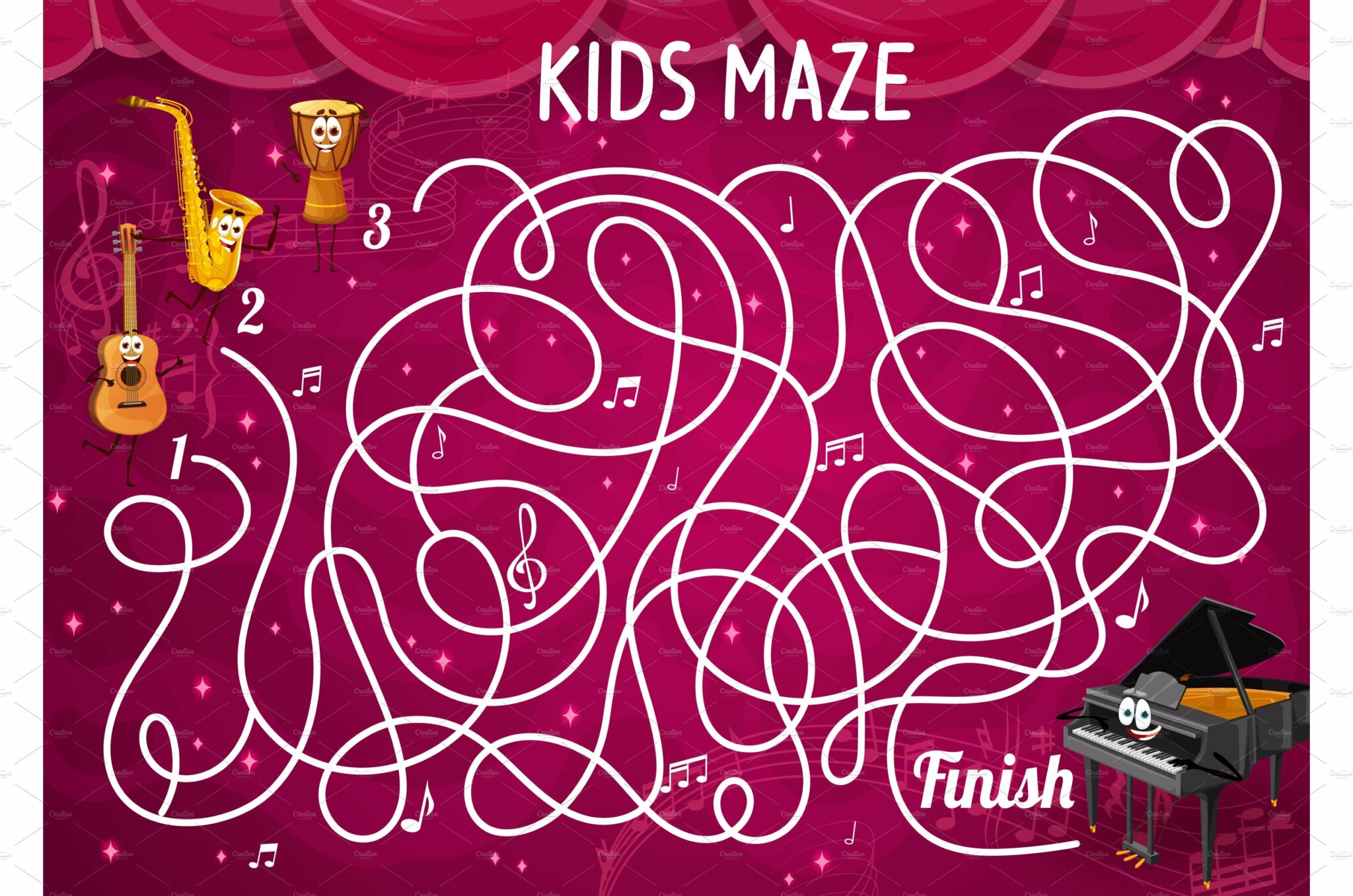 Labyrinth maze, musical instruments – MasterBundles