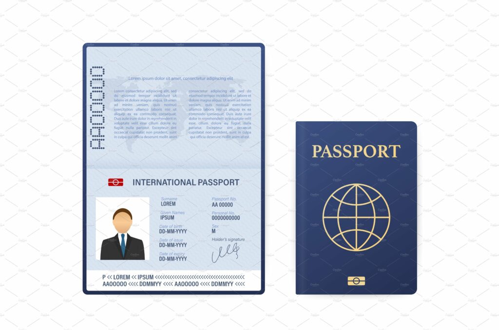 Blank open passport template – MasterBundles
