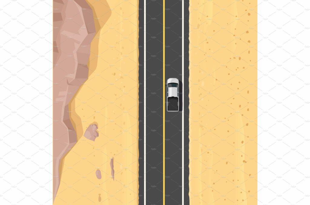 Desert road top view landscape – MasterBundles