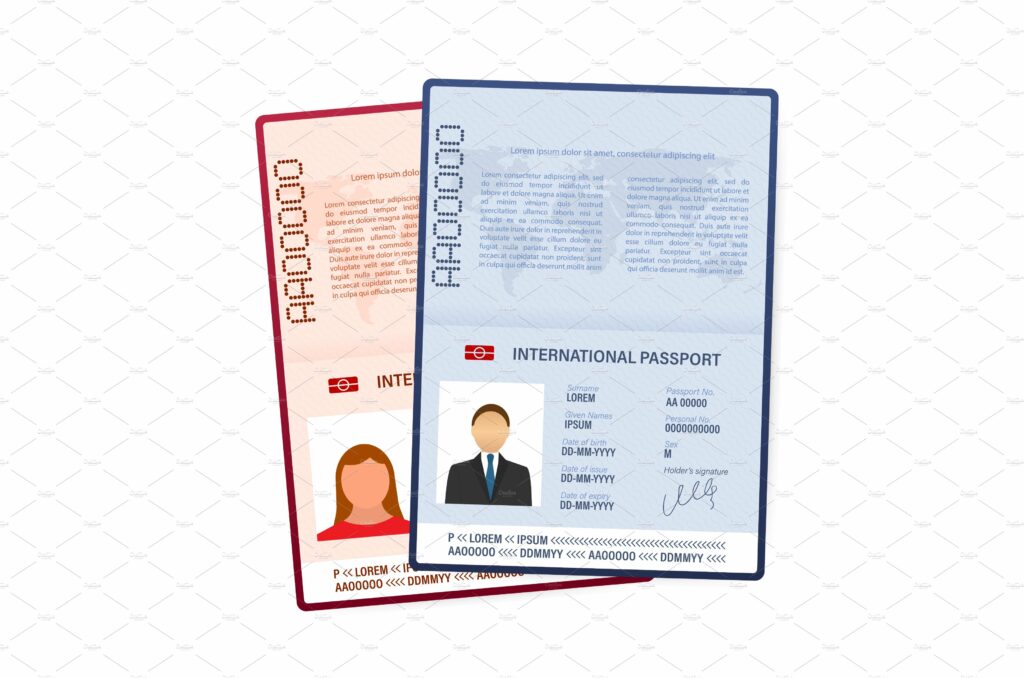 Blank open passport template – MasterBundles