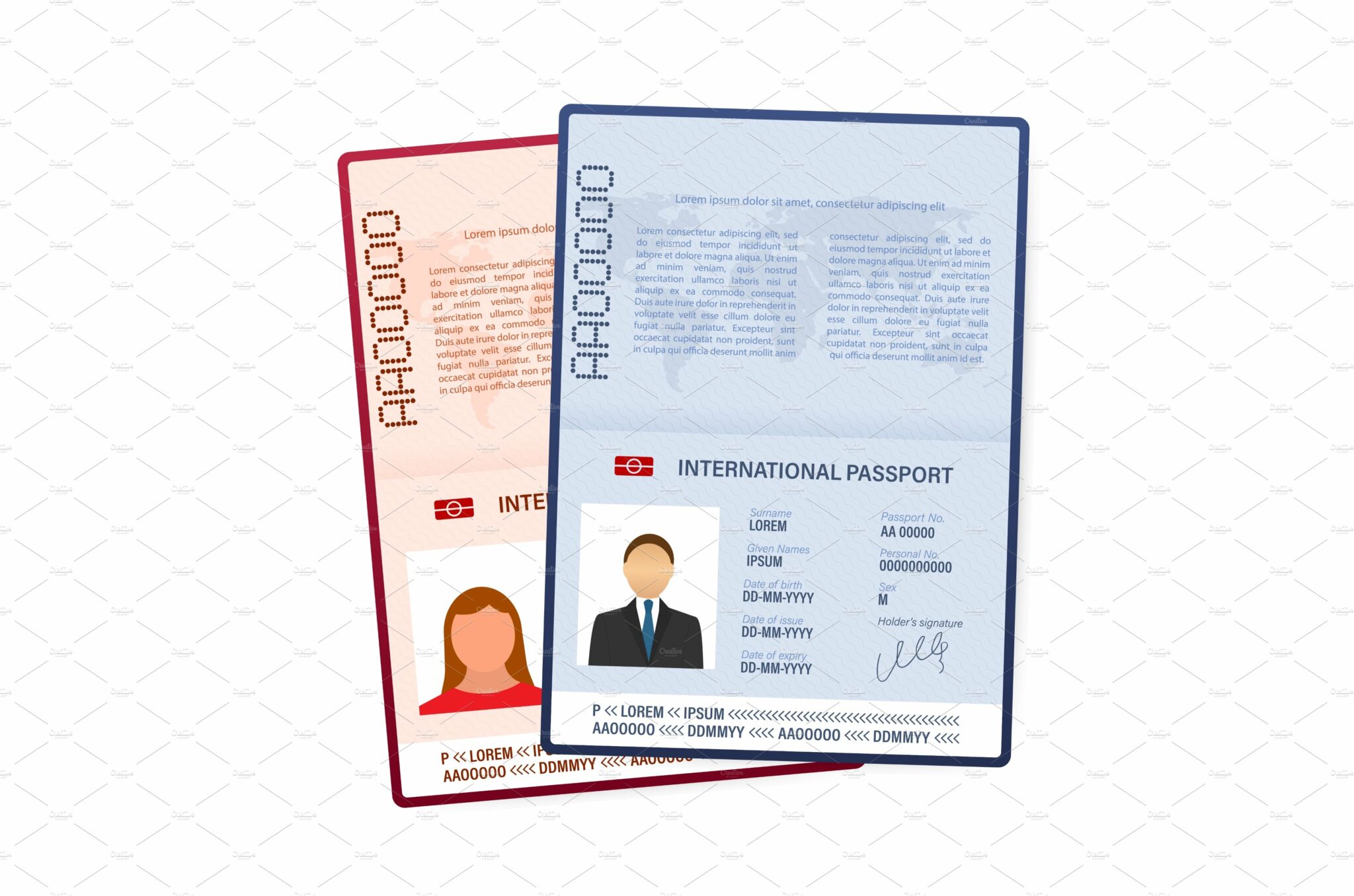Blank open passport template – MasterBundles
