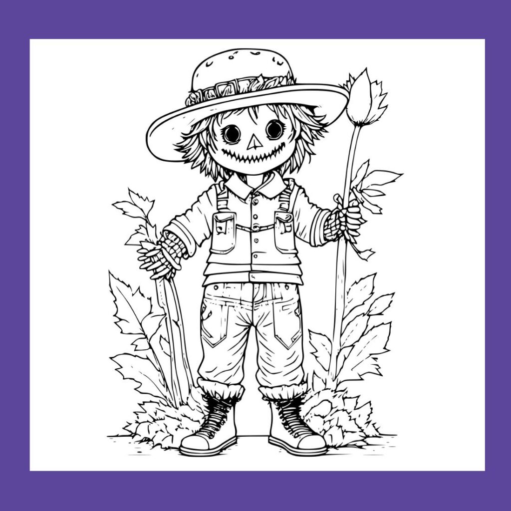 coloring pages bundle for adults,A illustration of cute scarecrow ...