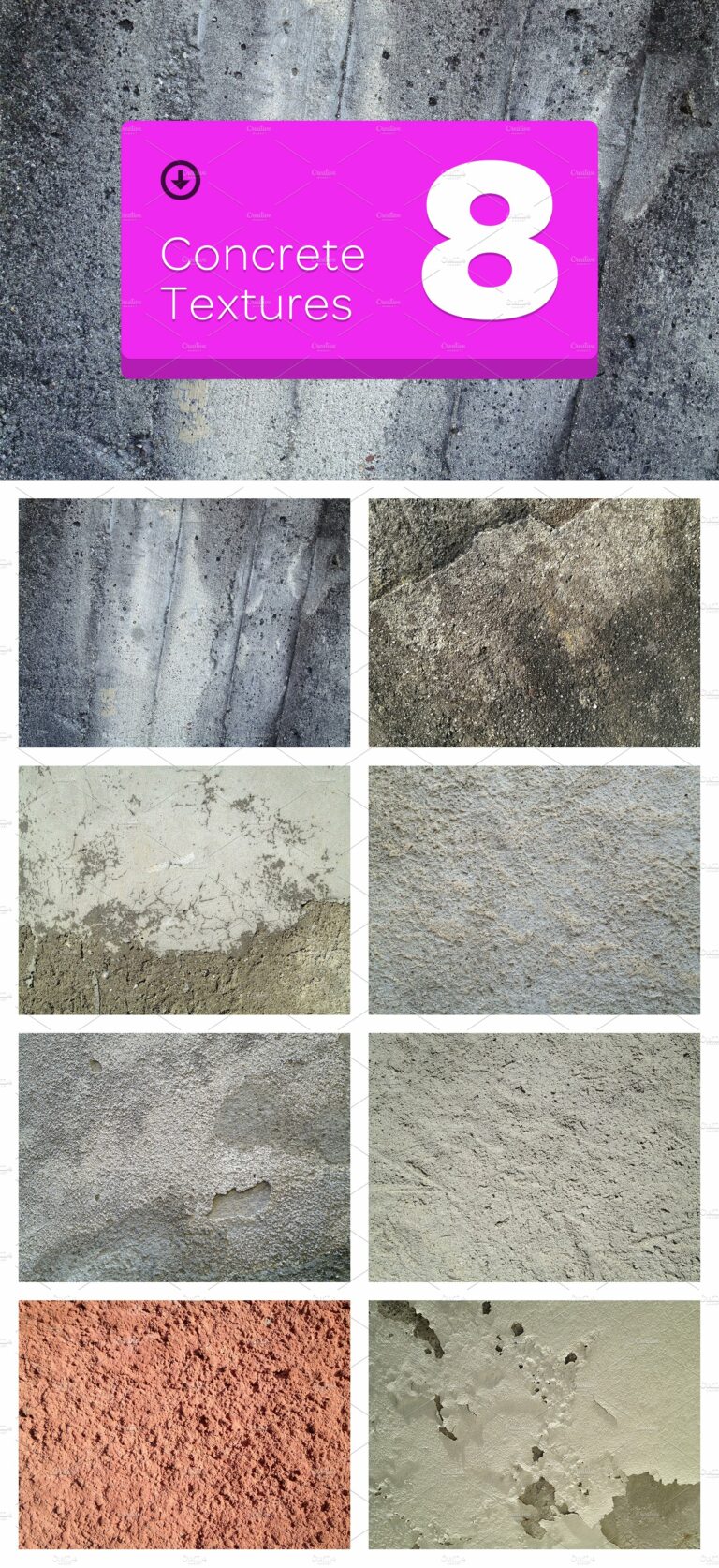 8 Concrete Textures – MasterBundles