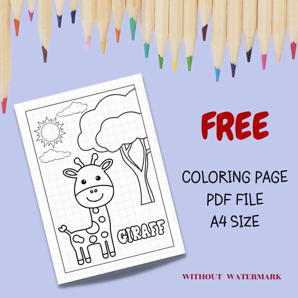 FREE GIRAFF COLORING PAGE - MasterBundles