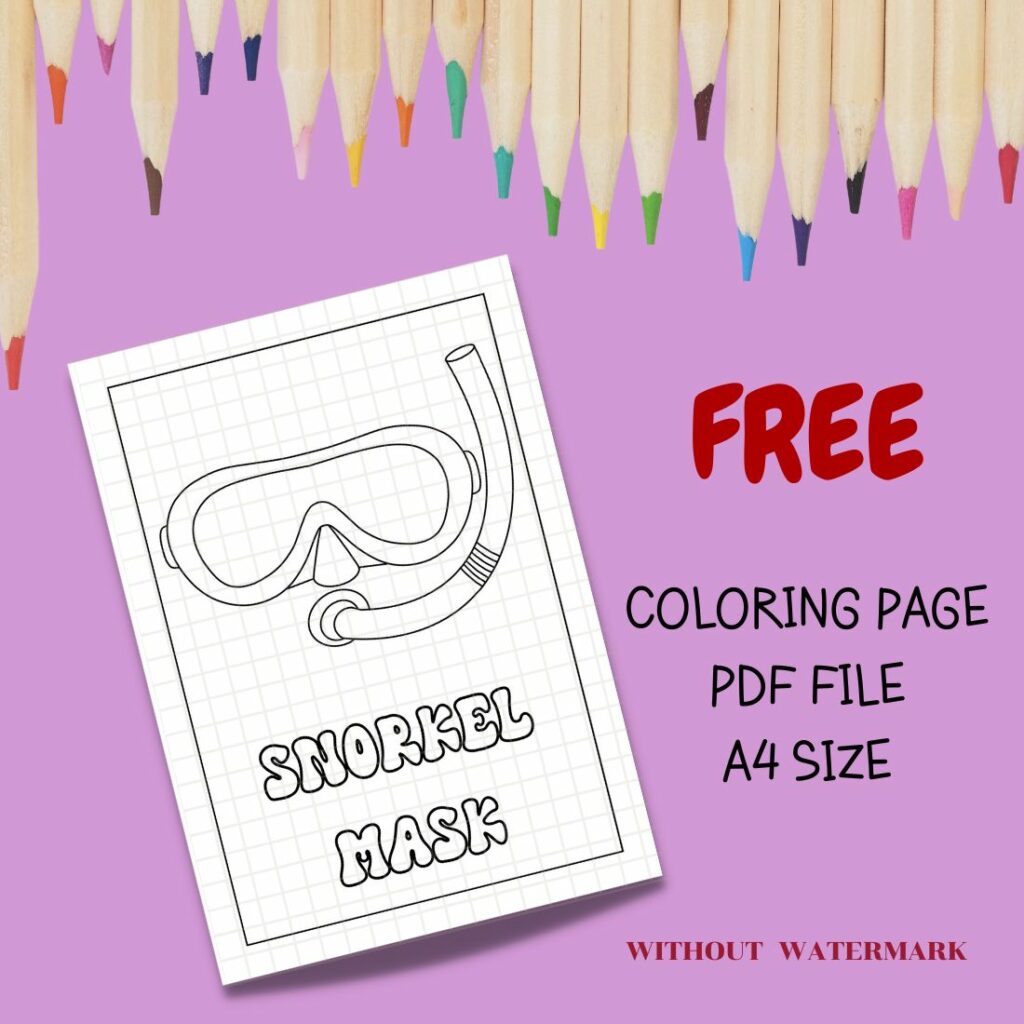 FREE SNORKEL MASK COLORING PAGE - MasterBundles