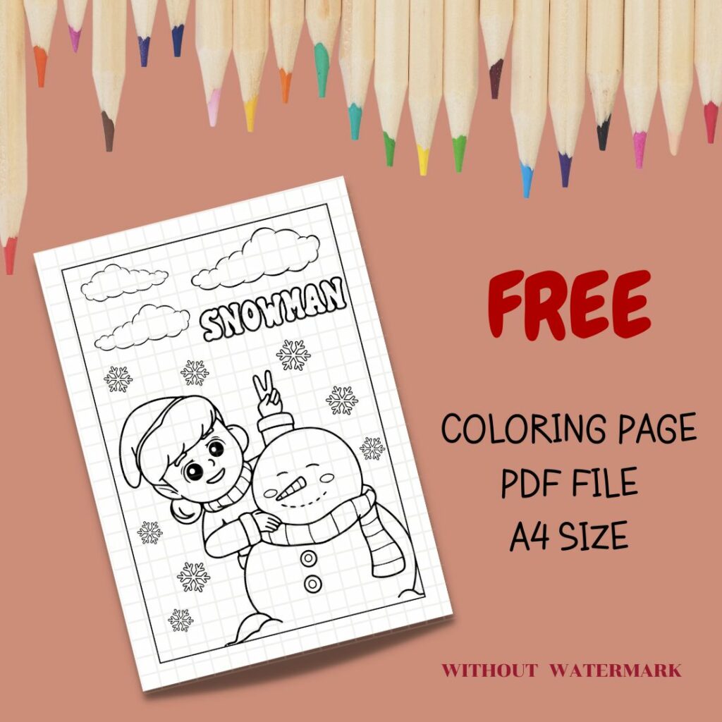 FREE SNOWMAN COLORING PAGE - MasterBundles