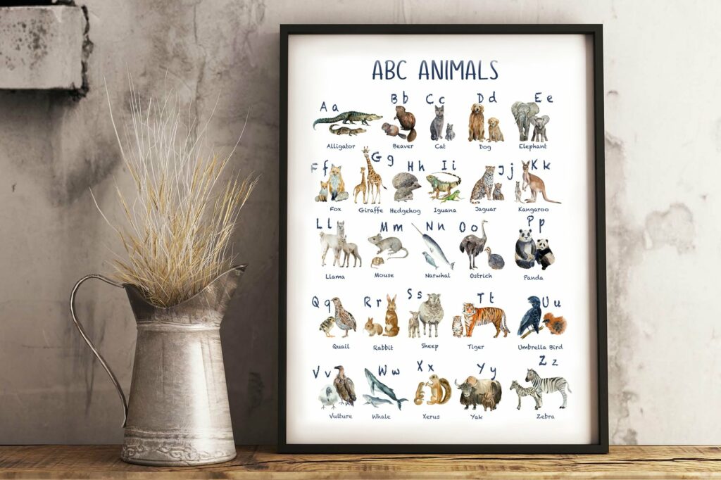 Watercolor Abc Animals Posters – MasterBundles