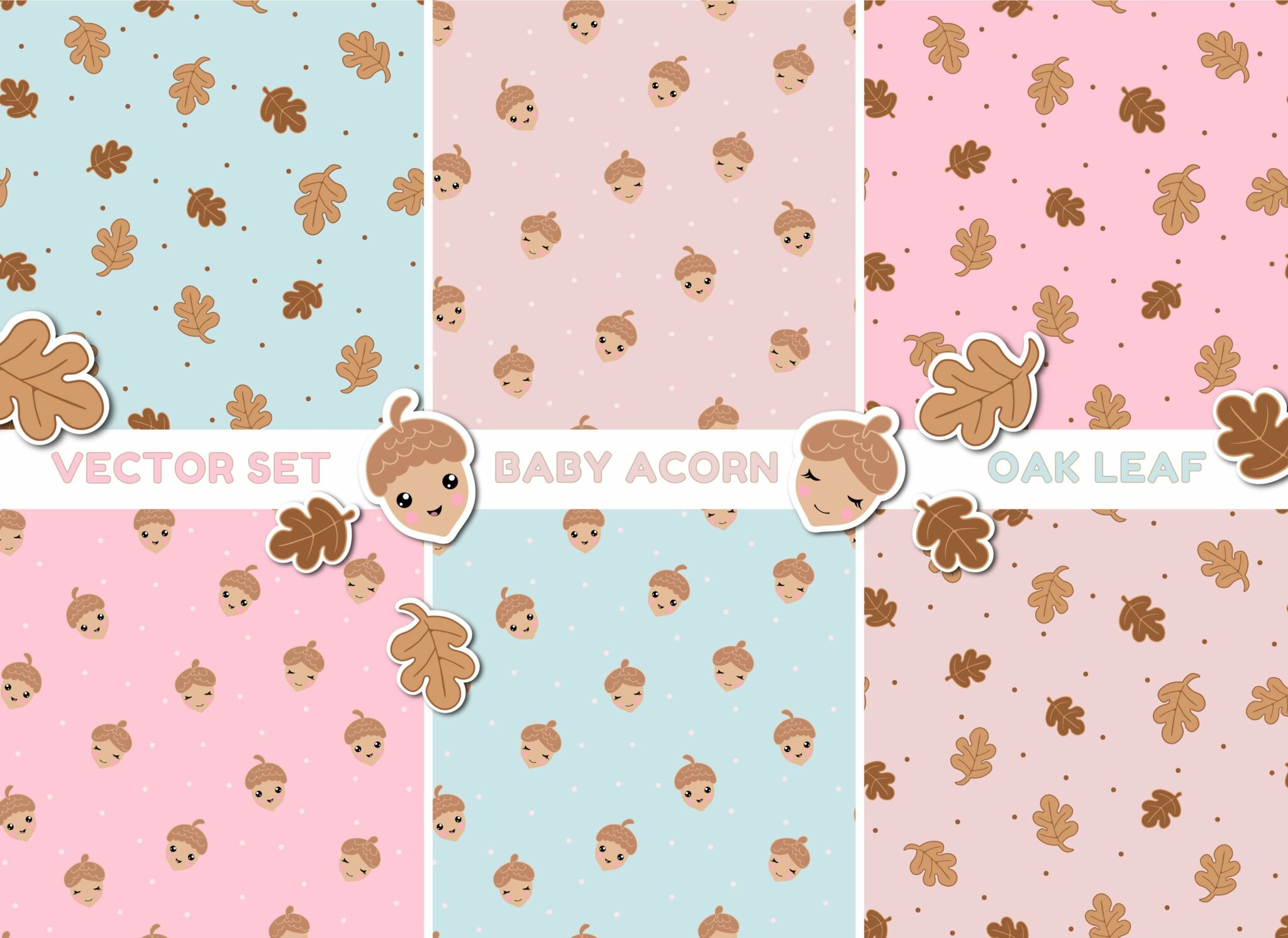 BABY ACORN vector seamless patterns – MasterBundles