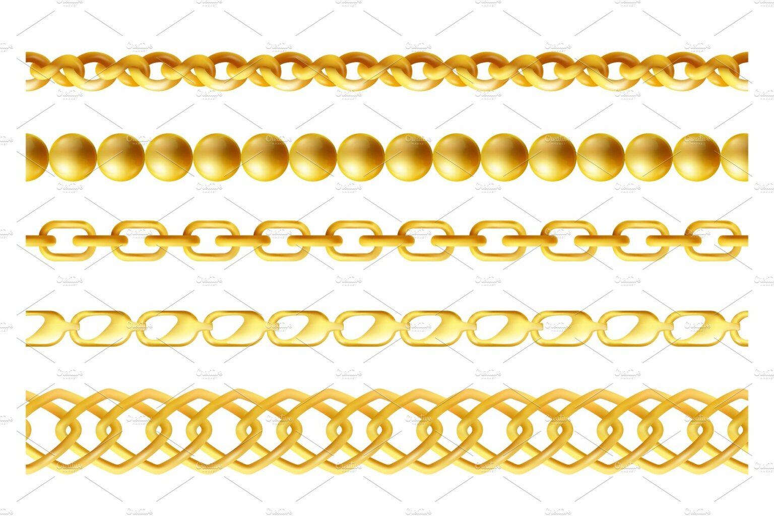 Gold chains seamless borders set – MasterBundles