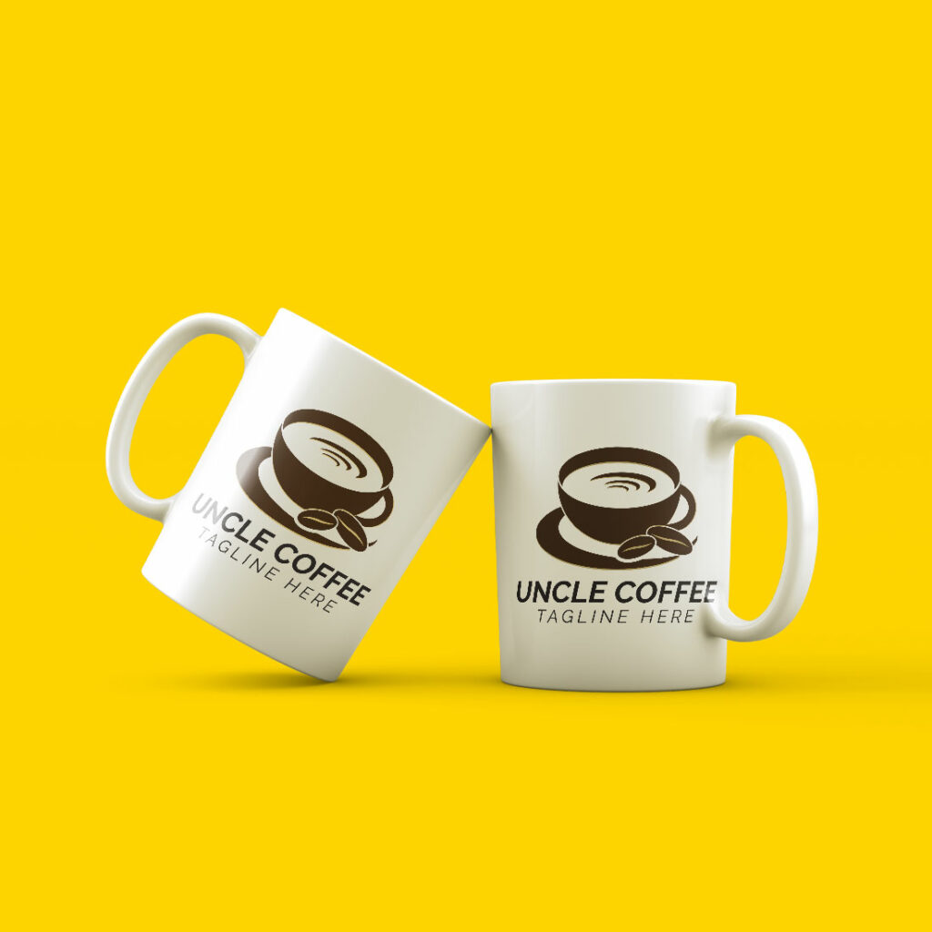 Uncle Coffee cup and coffee beans logo - MasterBundles
