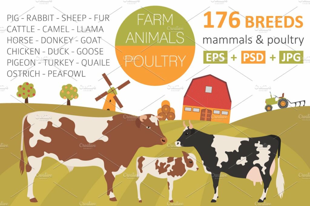 Farm animal & poultry big set – MasterBundles