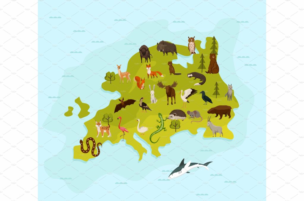 Animal map of europe. Nature – MasterBundles