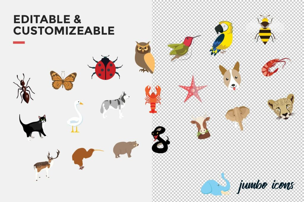 Flat Icons Animals, Birds & Insects – MasterBundles