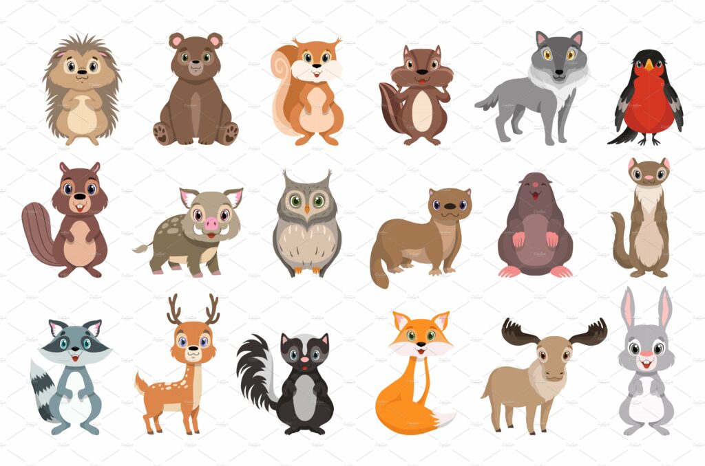 Set of wild forest animals. Cute – MasterBundles