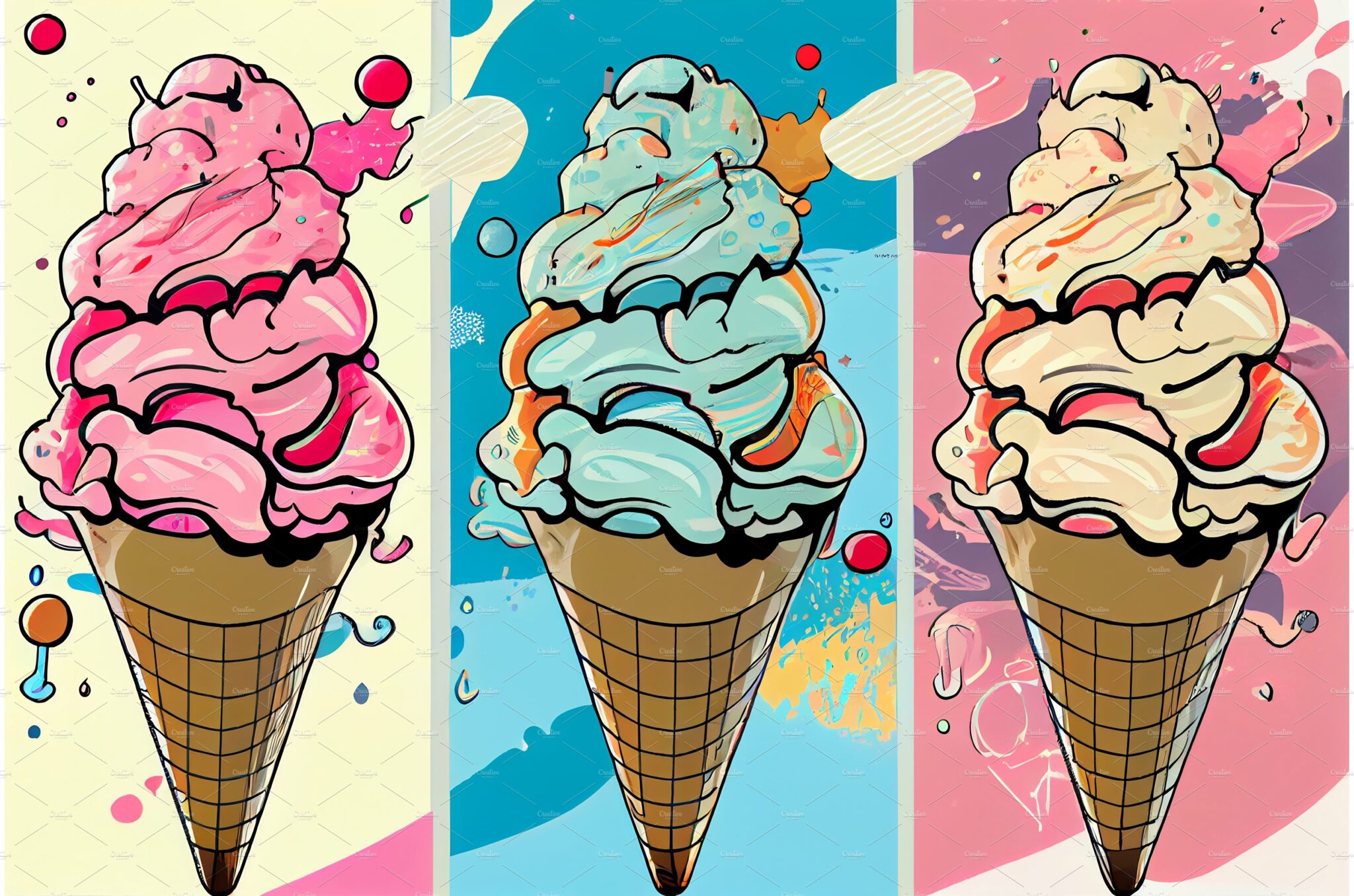 Cartoon illustration of ice cream – MasterBundles