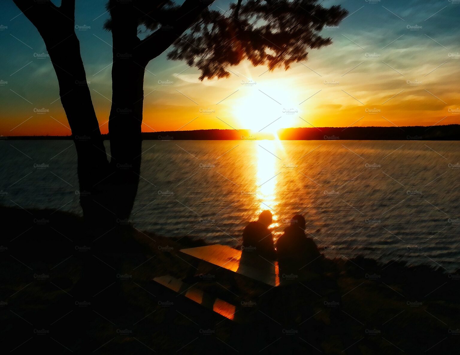 Two friends meeting sunset – MasterBundles