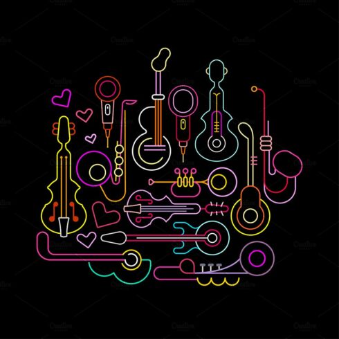 Musical Instruments Neon vector – MasterBundles
