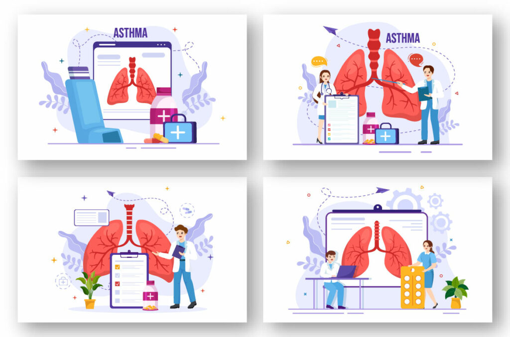12 Asthma Disease Vector Illustration - MasterBundles