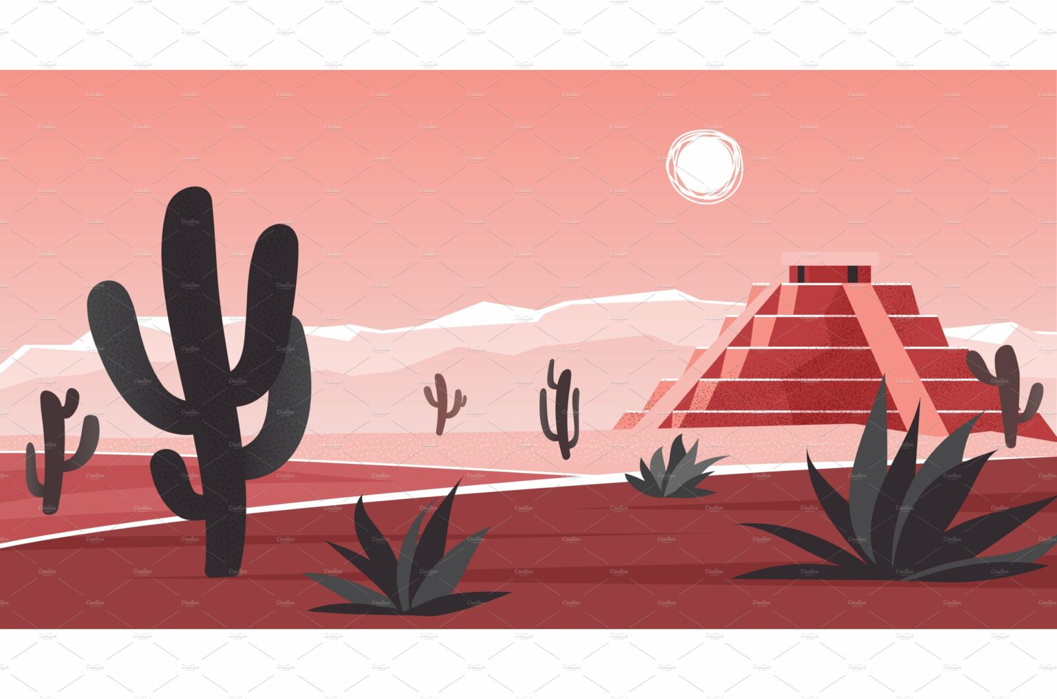 Aztec maya pyramid wild landscape – MasterBundles