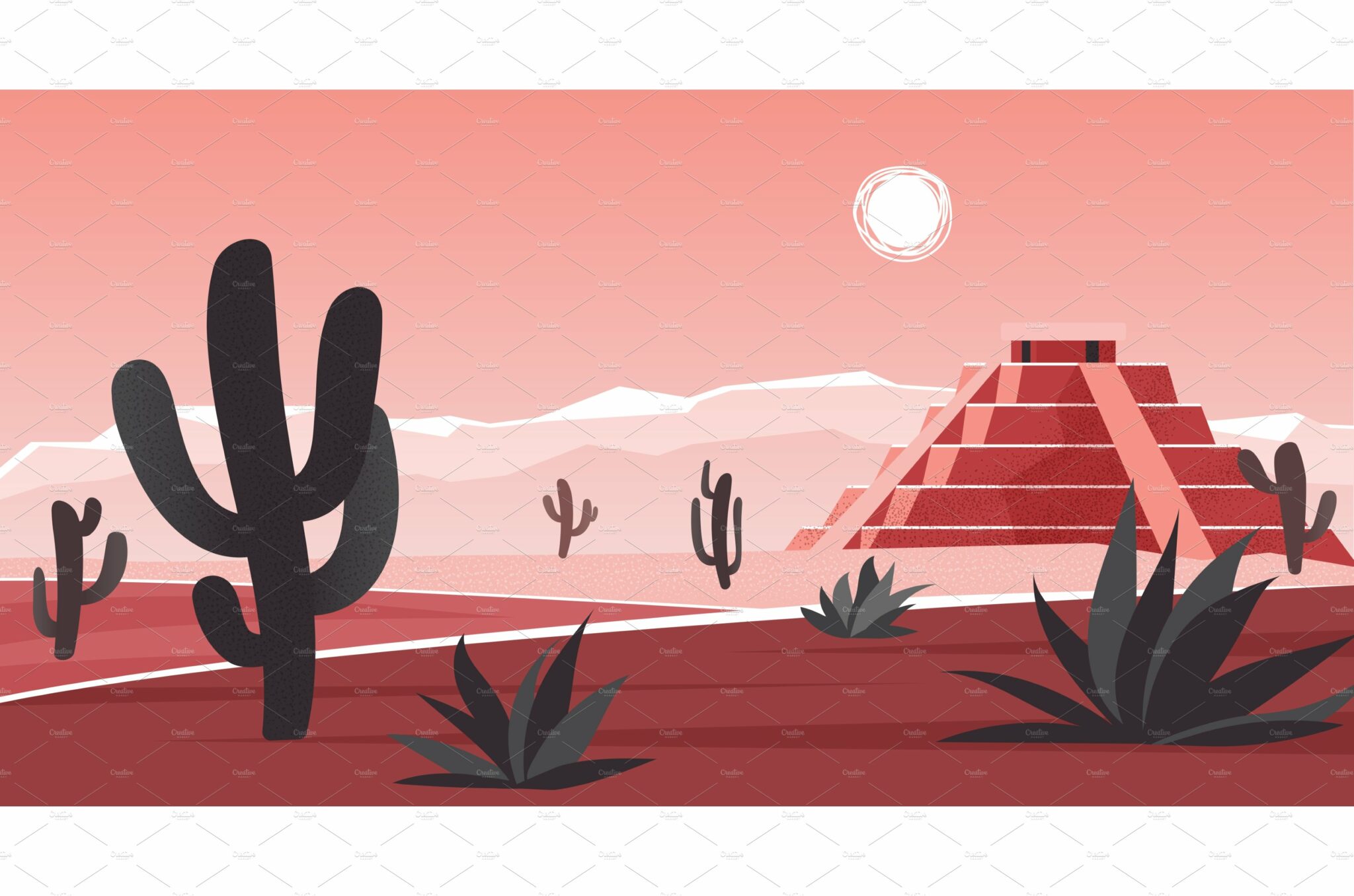 Aztec maya pyramid wild landscape – MasterBundles