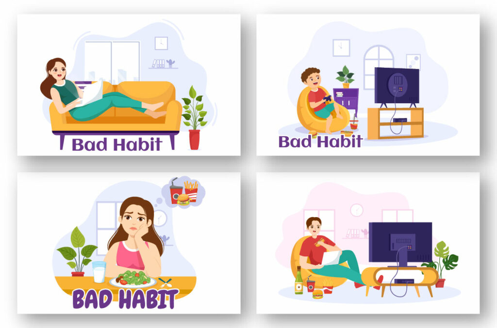 11 Bad Habit Vector Illustration Masterbundles