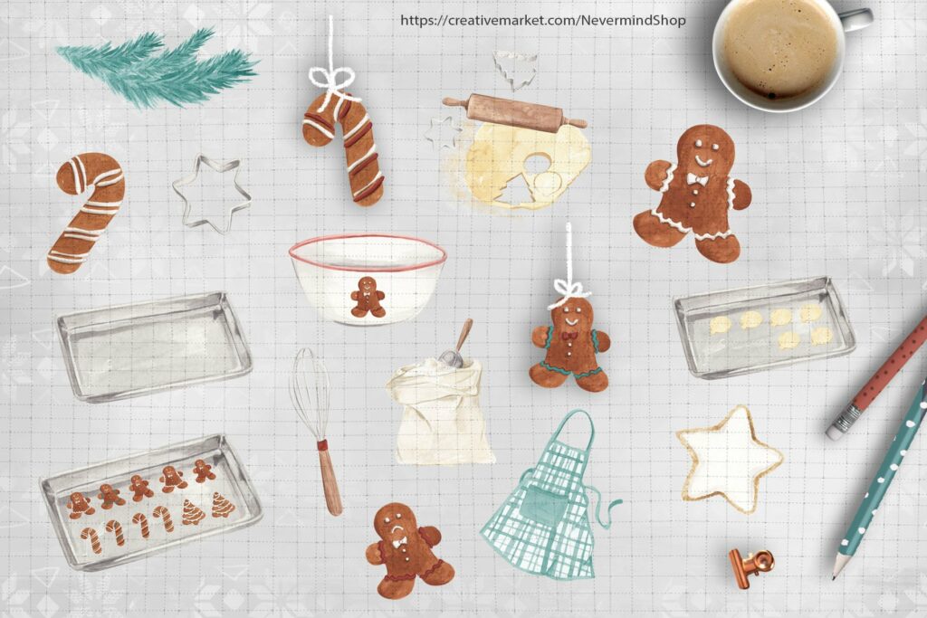 Christmas baking watercolor clipart – MasterBundles