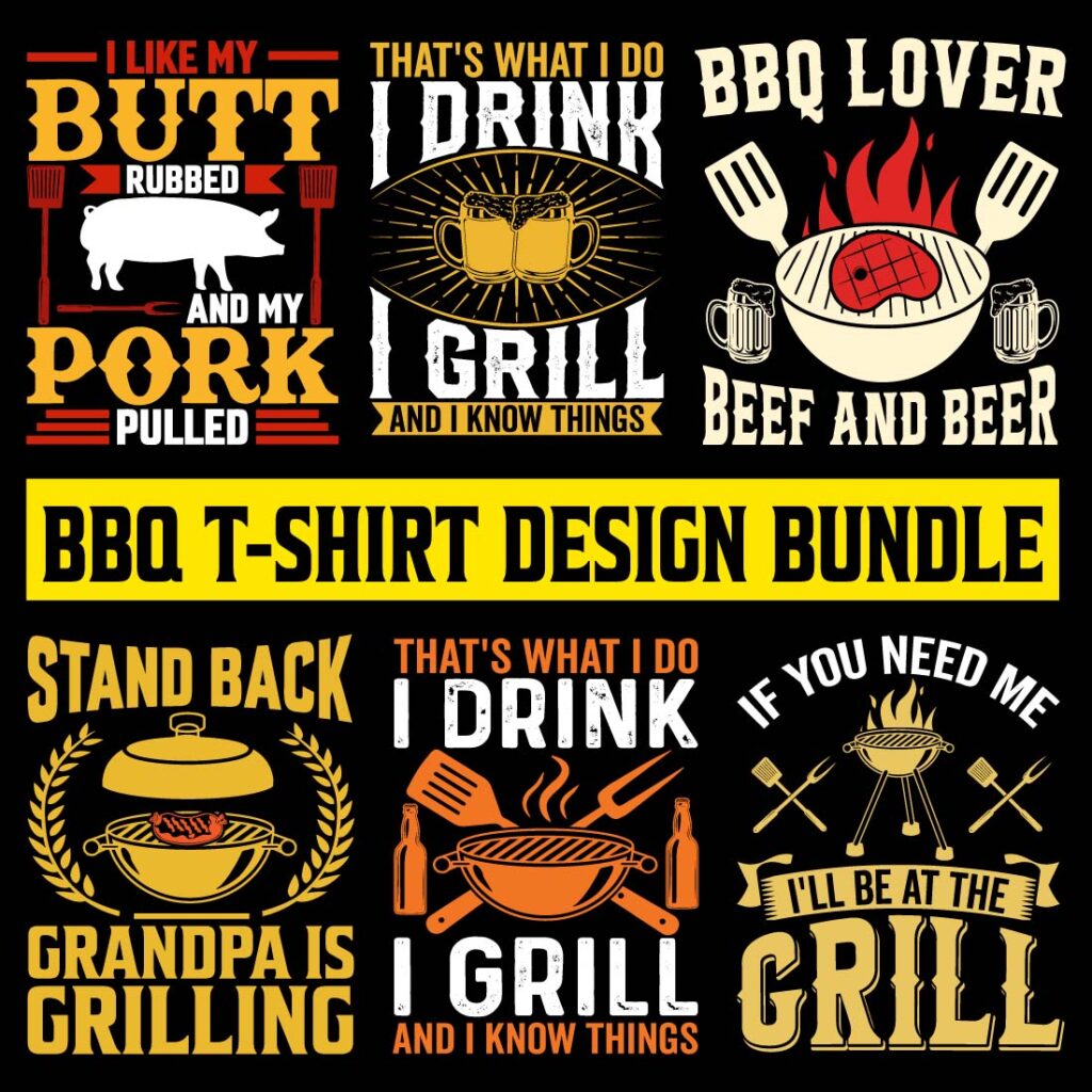 Barbecue Premium Vector BBQ T-Shirt Design Bundle. - MasterBundles