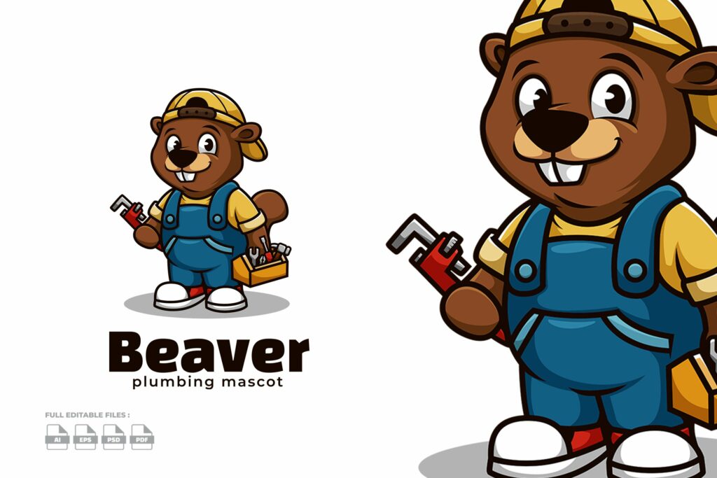 Beaver Plumbing Mascot Logo – MasterBundles