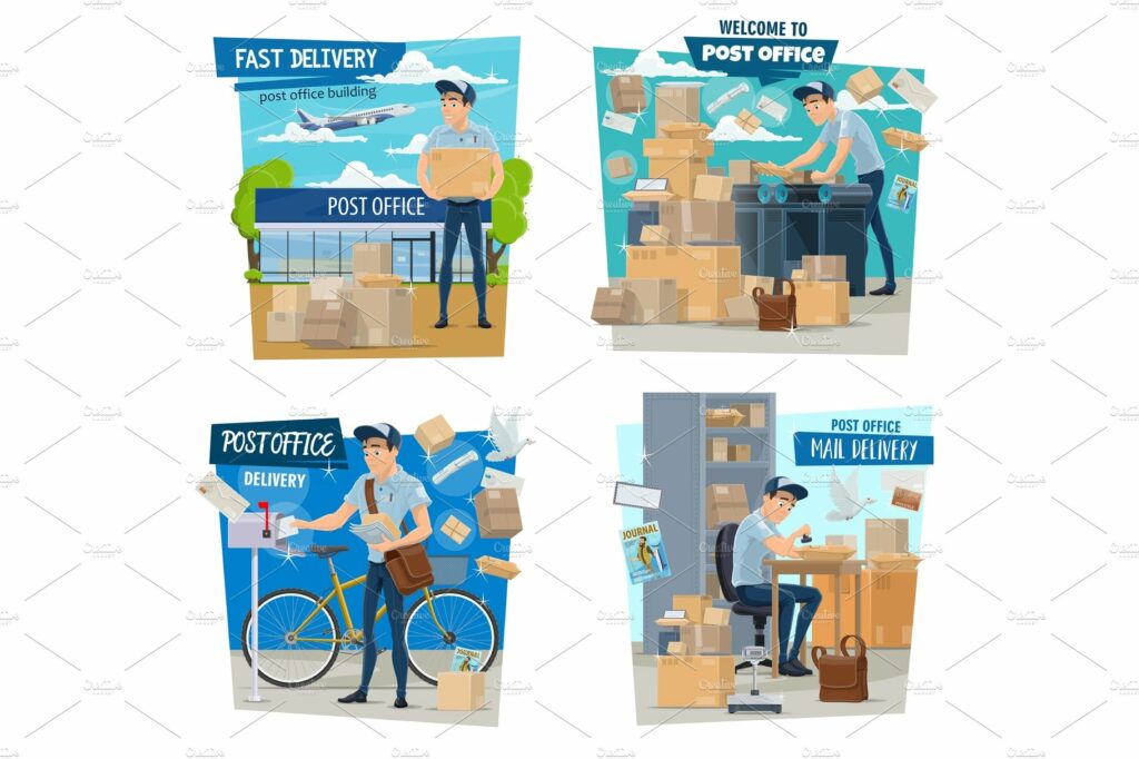 Postman or mailman, post office – MasterBundles