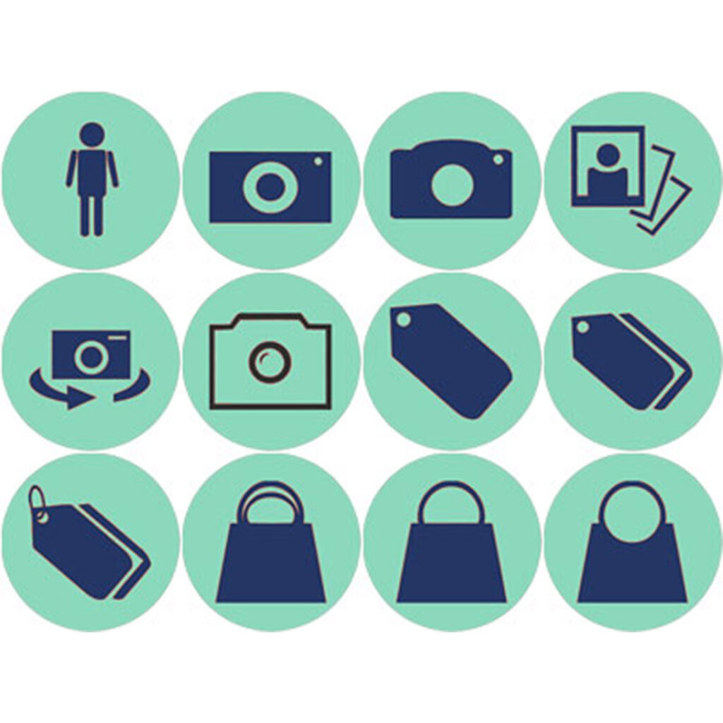 BROWN AND MUSTARD YELLOW SHOPPING ICONS - MasterBundles