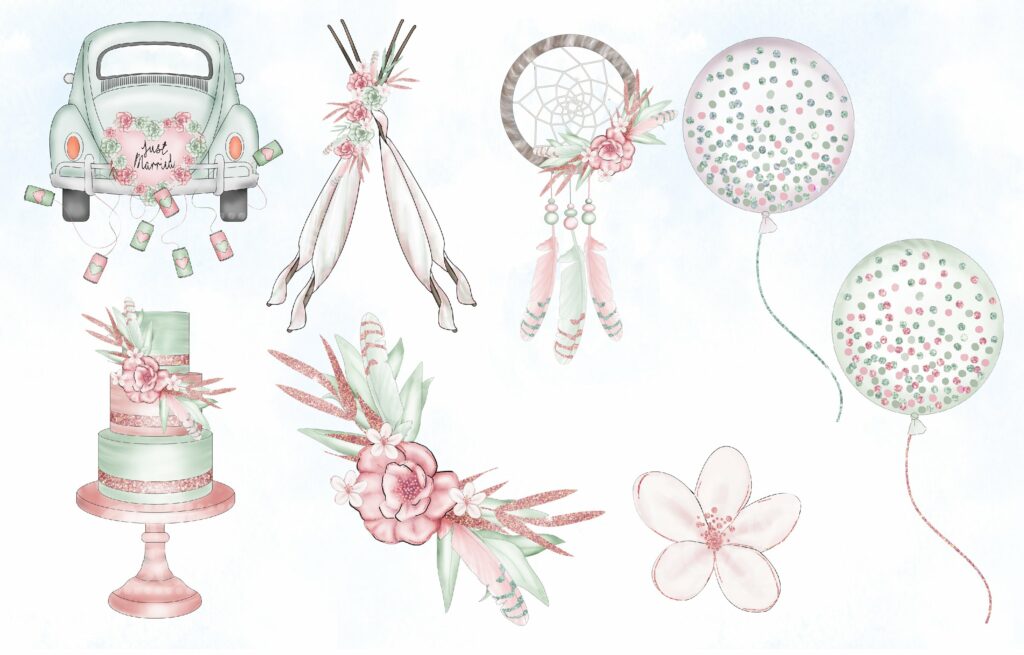 Blush & Sage wedding clipart – MasterBundles