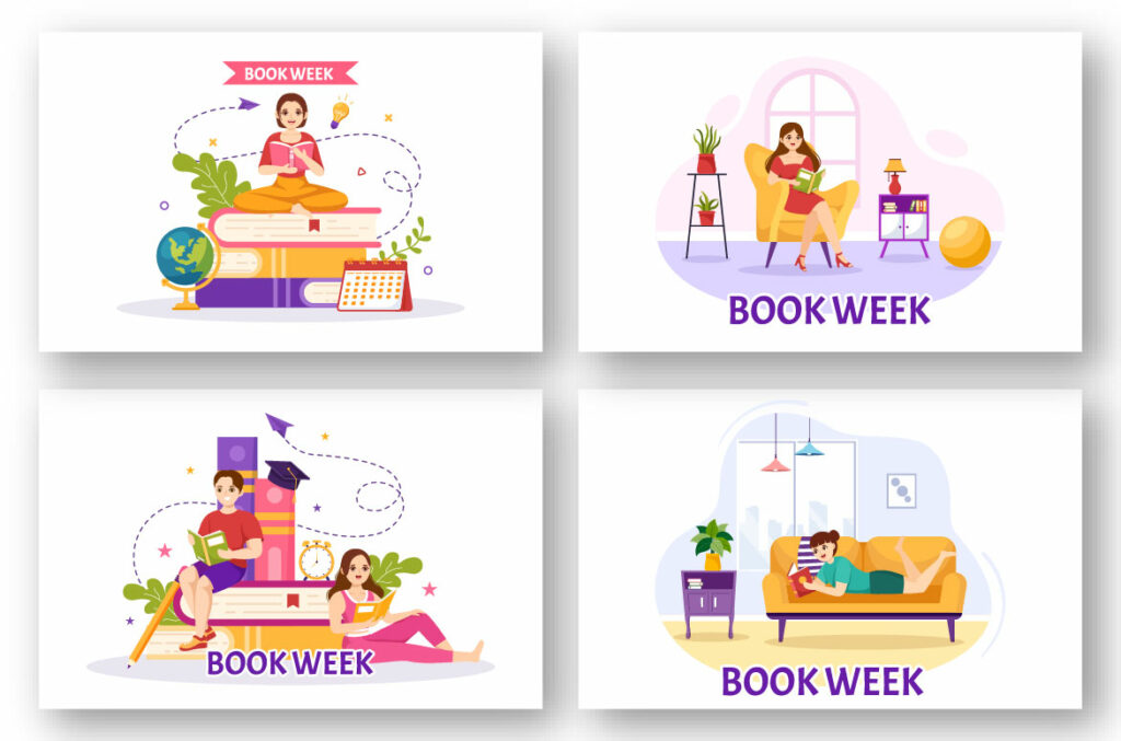 12 Book Week Events Illustration - MasterBundles