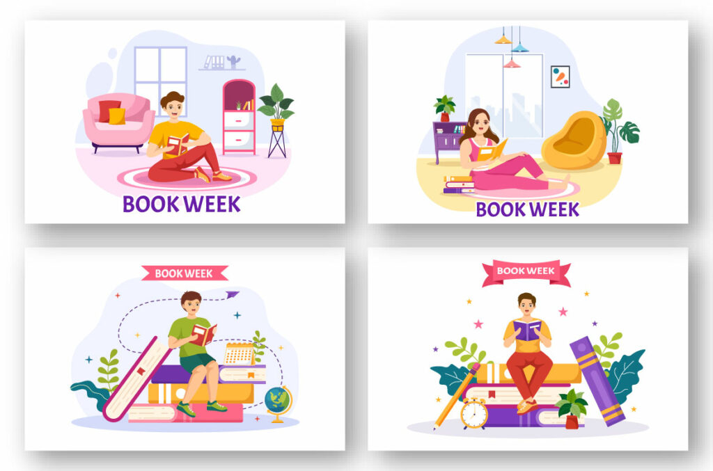12 Book Week Events Illustration - MasterBundles