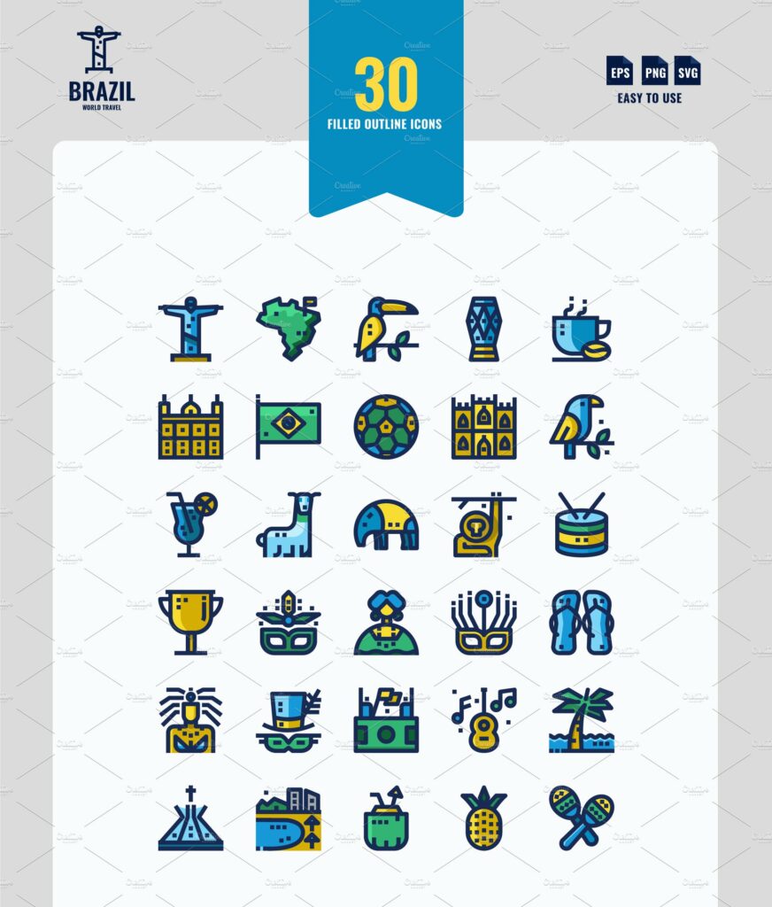 Brazil 90 Icons – MasterBundles