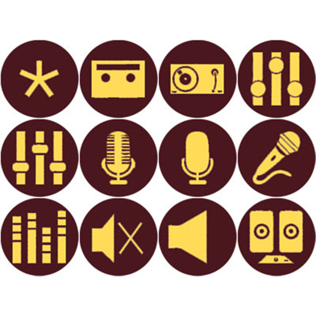 ELECTRIC PURPLE AND YELLOW AUDIO ICONS - MasterBundles