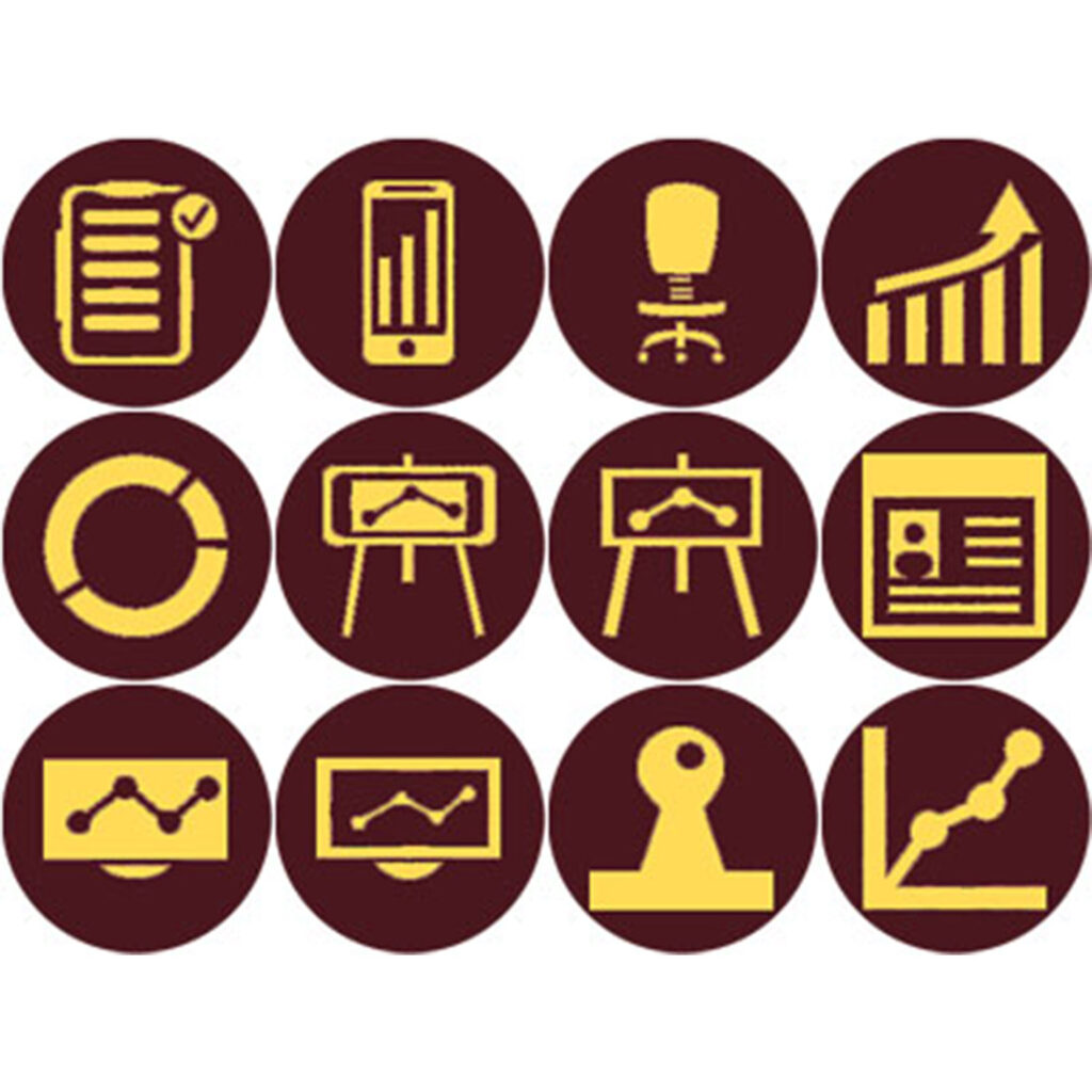 ELECTRIC PURPLE AND YELLOW BUSINESS ICONS - MasterBundles