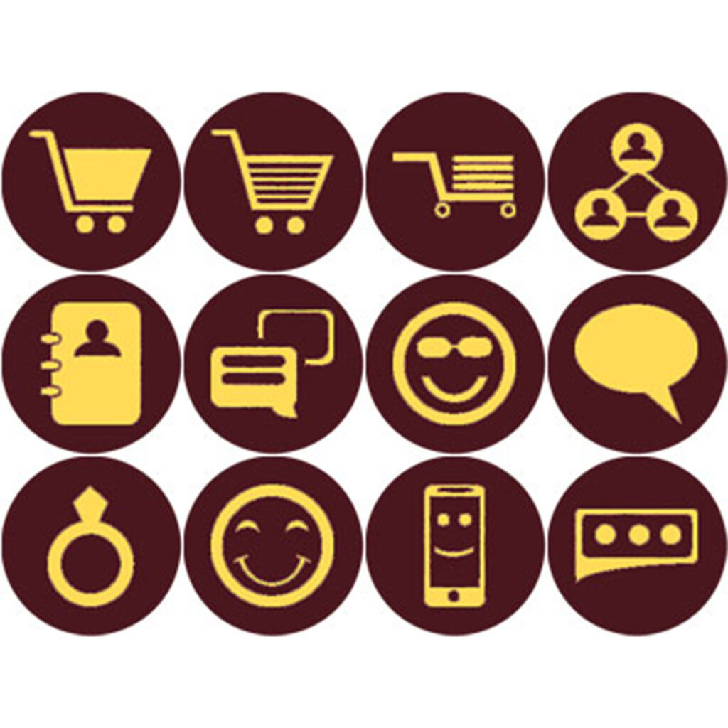 ELECTRIC PURPLE AND YELLOW COMMUNICATION ICONS - MasterBundles