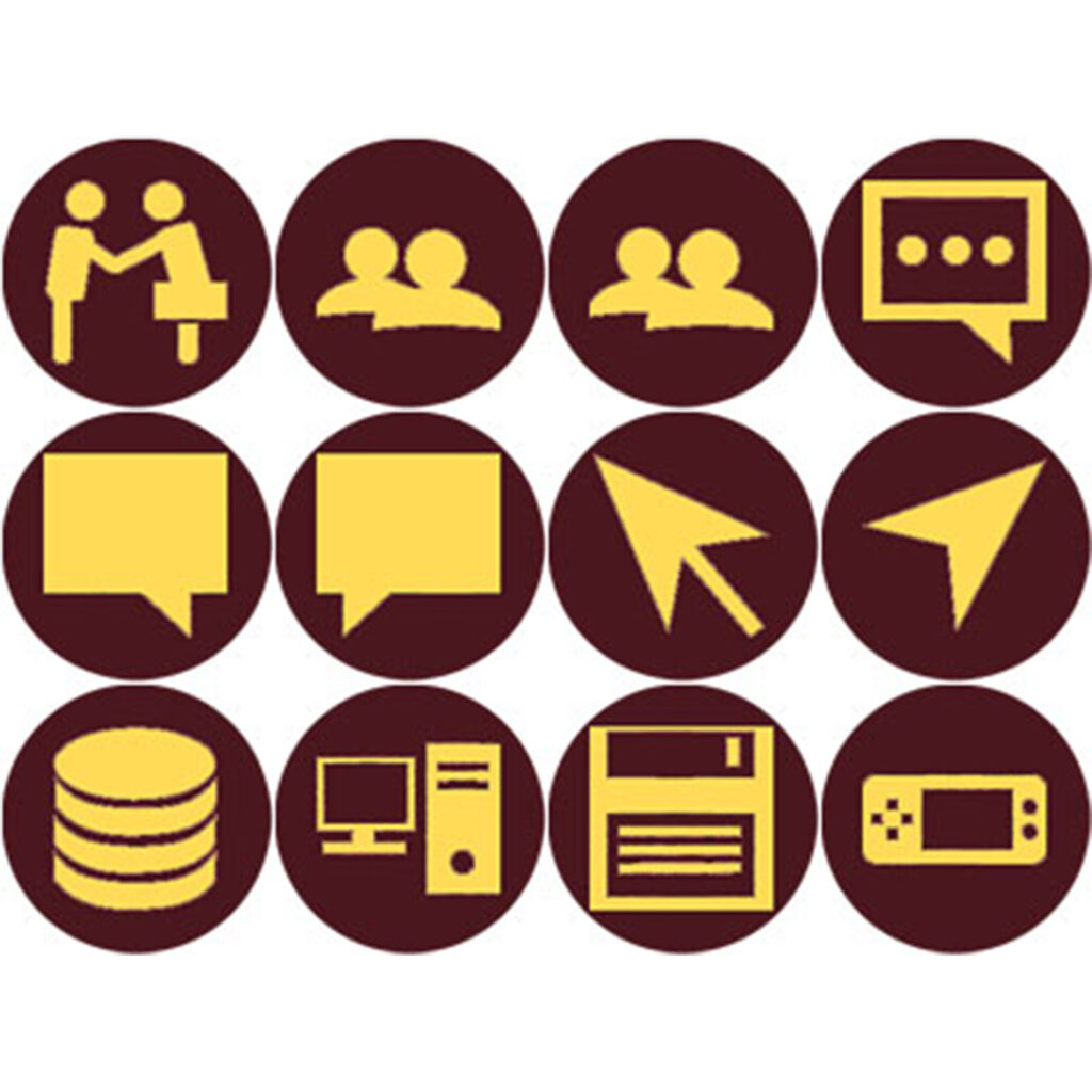 ELECTRIC PURPLE AND YELLOW COMPUTER ICONS - MasterBundles